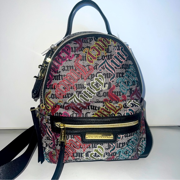 Juicy Couture | Bags | New Juicy Couture Mini Backpack Black Beige ...